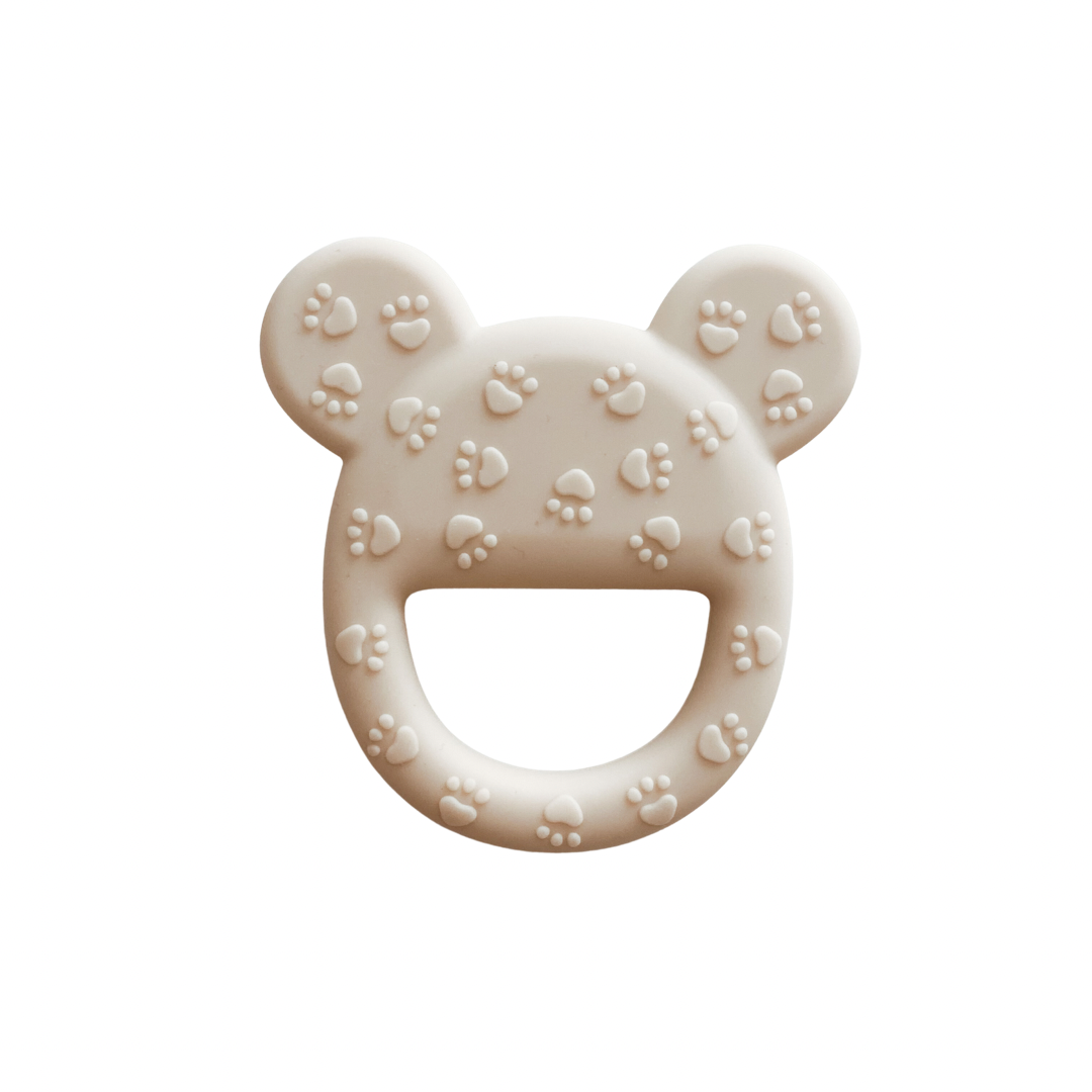 Beige Mouse Silicone Teether – Oatmilk Baby
